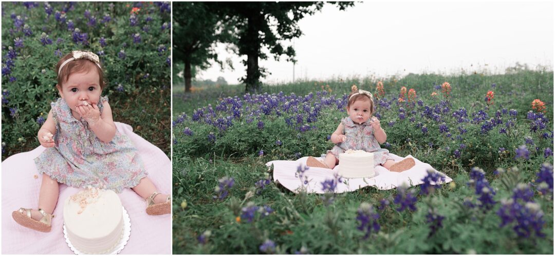 Cute Bluebonnet Cake Smash in Houston | Baby Dawn - Houston Wedding ...